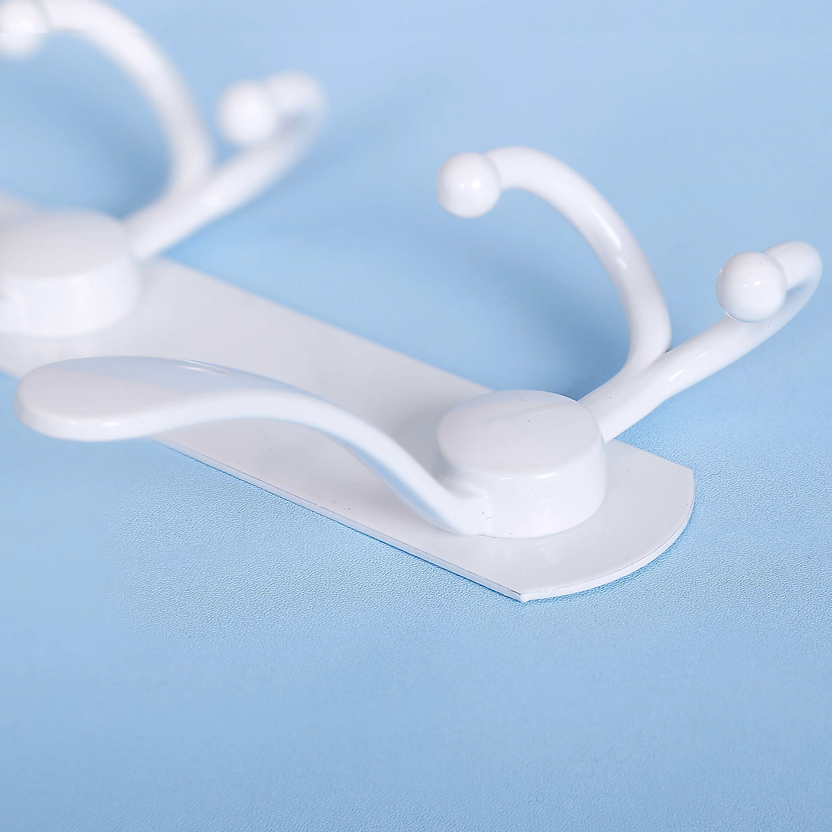 WEBI Coat Rack Wall Mount,Coat Hooks Wall Mount,Coat Hanger Wall,Wall Coat Rack,Hook Rack Rail,5 Triple Hooks for Hanging Coats,Jacket,Clothes,White,2 Packs