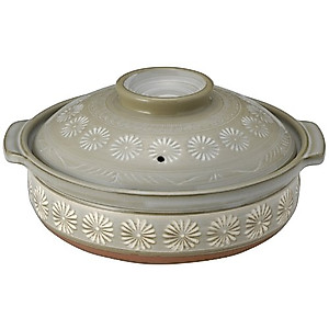 Ginpo Flower Mishima Earthenware Pot No. 10, for 4-5 People [Banko Ware]