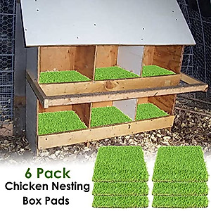 PetierWeit Chicken Nesting Pads 6Pack Nesting Box Pads 12”x12” Artificial Grass Washable Chicken Coop Bedding Laying Rug Fake Turf Mats Grass Carpet Garden Lawn for Chicken Hen Small Pets