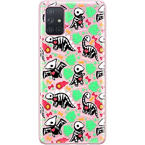 TPU Phone Case Compatible with Samsung A72 A71 5G A70 A51 A50 A32 A21 A11 A12 A13 A14 A01 Dinosaurs Skeleton Kawaii Flexible Lightweight Kids Clear Cute Shockproof Durable Protective Bones