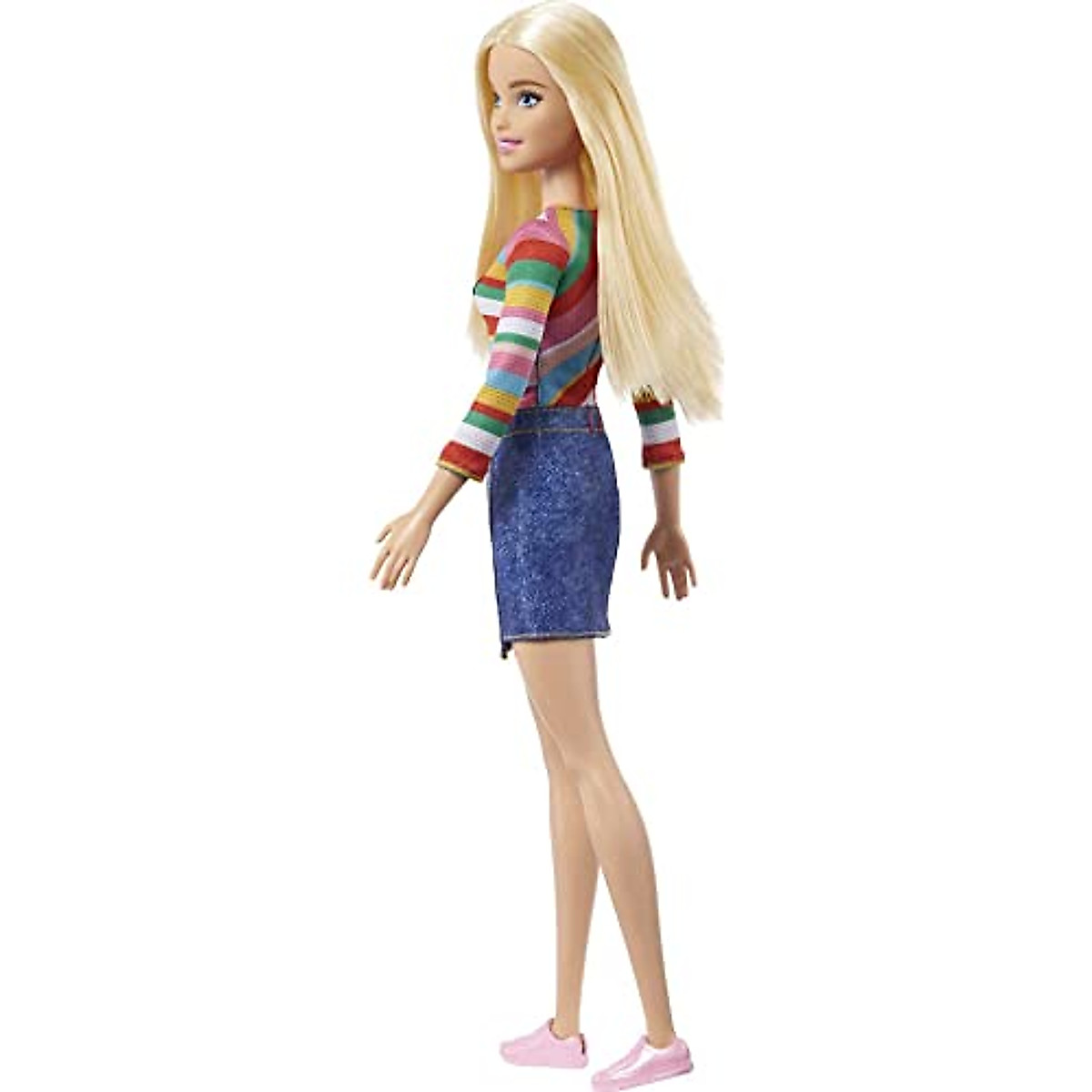 Barbie It Takes Two Doll, Malibu Fashion Doll with Blonde Hair, Rainbow Shirt, Denim Skirt & Pink Shoes