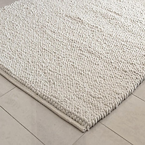 FLOKATI SHAG Stylish Berber Wool Jute Area Rug. Off White Ivory Color. 100% Natural Wool. Organic Wool Area Rug (8' x 10')