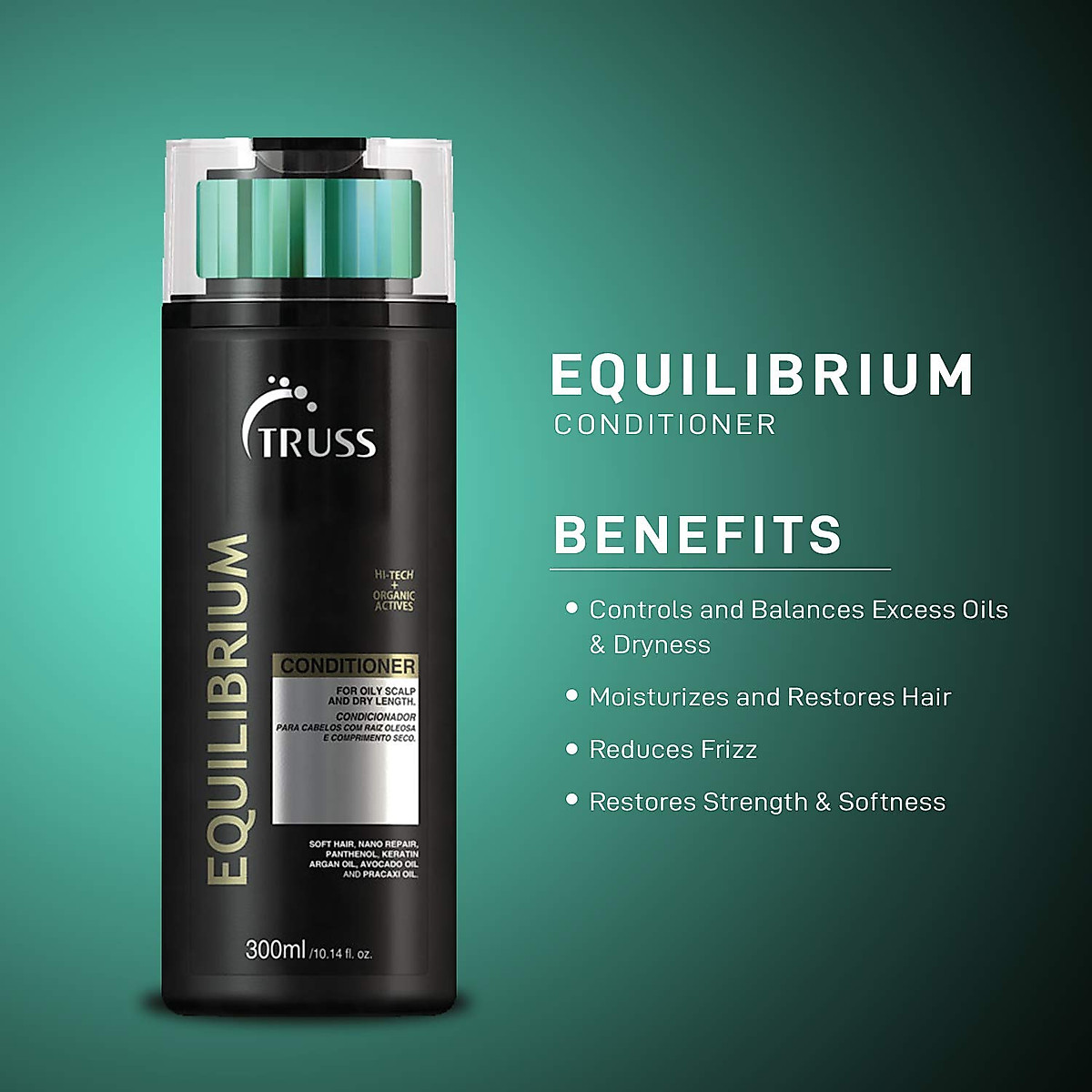 TRUSS Equilibrium Conditioner and Shampoo Set Bundle with Scrub Therapy Scalp Exfoliant Treatment