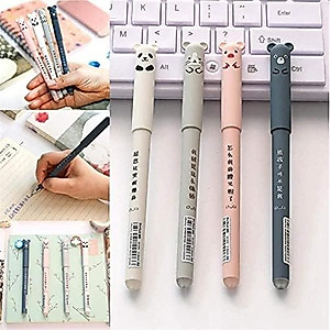 Jowxsx 4 PCS Cute Black Erasable Gel Pen Cute School Supplies Cool Things Cartoon Erasable Easy to Rub Rub Gel Pen Cute Ballpoint Pen Gel Ink Pens