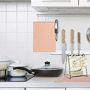 GeeRic Dish Drying Mats, Heat-resistant Silicone Mat for Kitchen Counter, Non-Slip Dish Dry Mat Dishwasher Safe Large, Pink