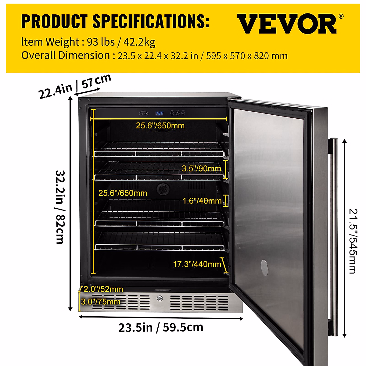VEVOR Built-in Beverage Cooler, 5.3 cu.ft. Stainless Steel Beverage Refrigerator w/Embraco Compressor (Silver)