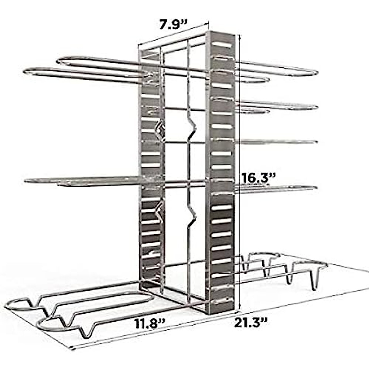 GeekDigg Pot Rack Organizer, Adjustable Height and Position Pots and Pan Rack, Kitchen Counter and Cabinet Pan Organizer Shelf Rack/Pot Lid Holder with 3 DIY Methods - Silver