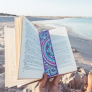 6 Pieces 5D Diamond Bookmark DIY Painting Bookmark Floral Beaded Bookmarks Leather Tassel Bookmark for DIY Making Arts Crafts Students Adults Graduation Birthday Embroidery (Elegant Style)