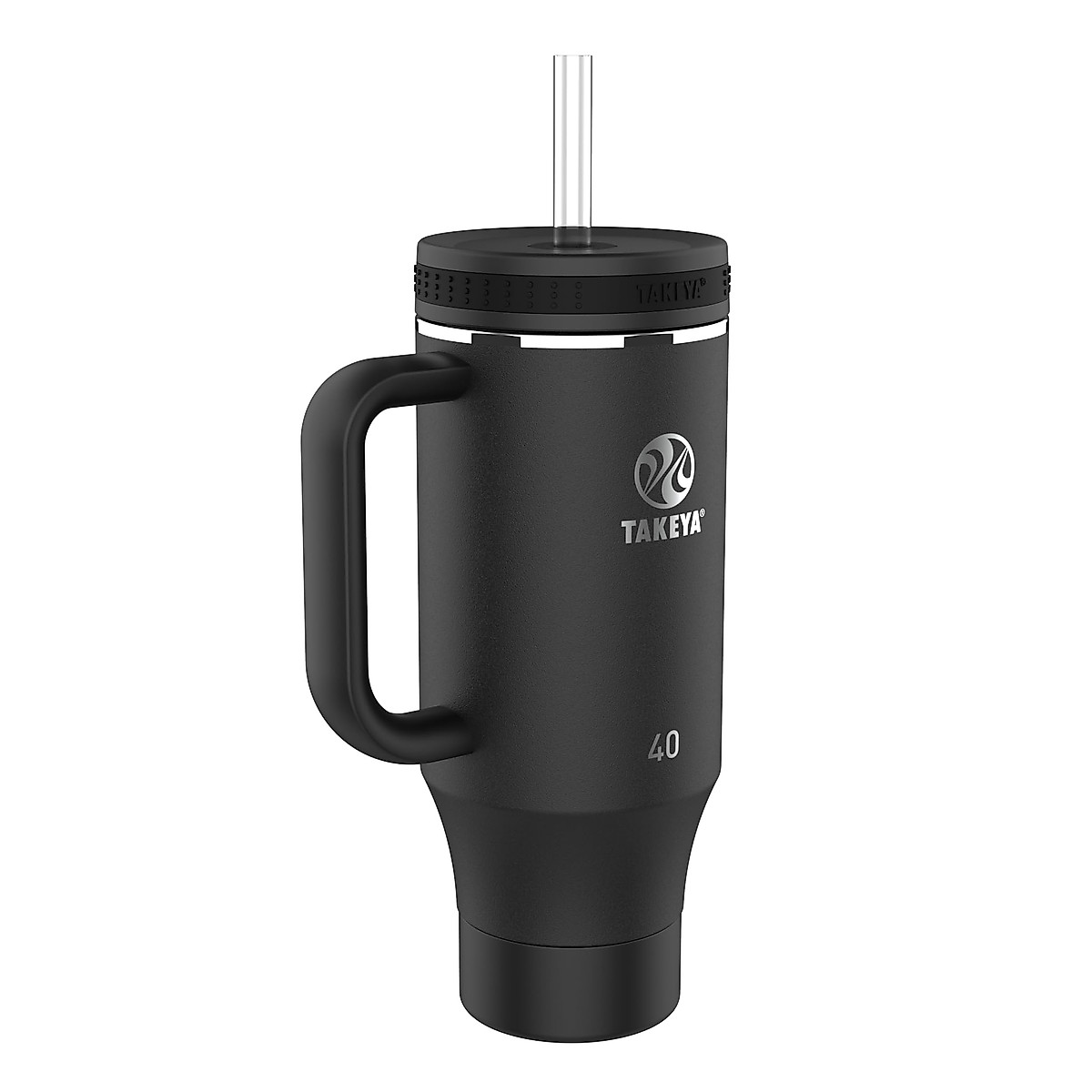 Takeya 40 oz Stainless Steel Tumbler with Lid and Two Straws, Premium Quality, Double Wall Insulated, Wiith Handle, Keep Drinks Cold for Up to 24 Hours, Onyx