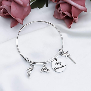 TGBJE Fairy Godmother Bracelet Godmother Gift Godmother Thank You Gift Cross Baptism Gift First Communion Gift Godmother Proposal Jewelry Godmother Charm Bracelet (Fairy BR)