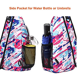 MOSISO Sling Backpack,Travel Hiking Daypack Pattern Rope Crossbody Shoulder Bag, Red Abstract Graffiti