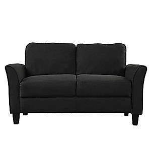MOEO 3 Piece Living Room Sofa Sectional Set for Home Furniture, Polyester-Blend Three Couch Loveseat and Armchair, Black