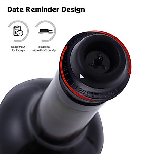 Winirina Automatic Wine Saver Pump Set for Red Wine with 4 Reusable Vacuum Bottle Sealer Stoppers USB Type-C Charging - Black