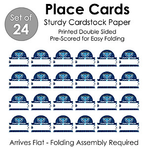 Big Dot of Happiness Hanukkah Menorah - Chanukah Holiday Party Tent Buffet Card - Table Setting Name Place Cards - Set of 24