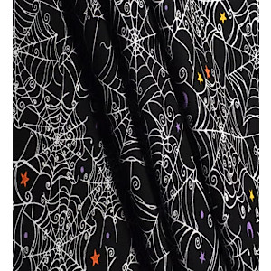 Generic Halloween Spider Web and Stars Cotton Precut Fabric by The Yard - One Yard, Black