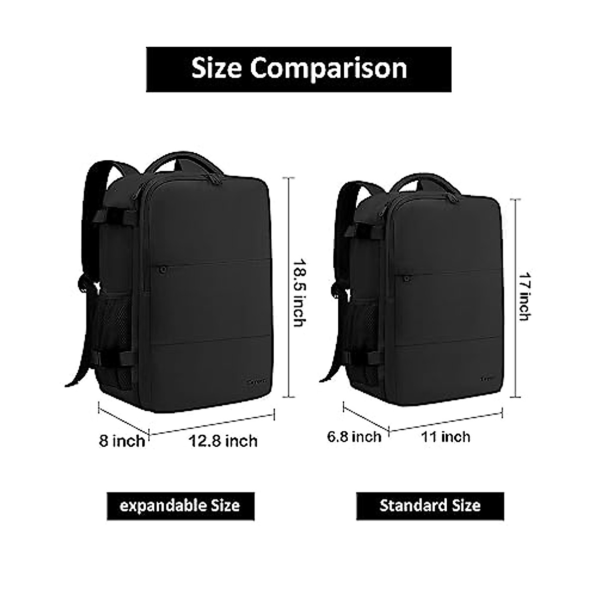 Travel Laptop Backpack, 40l Extra Large Laptop Backpack for Men Women, Business Carry on Backpack with USB Charging Port Fits 17 Inch Notebook, College Bookbag Duffel Bag for Weekender Work, Black