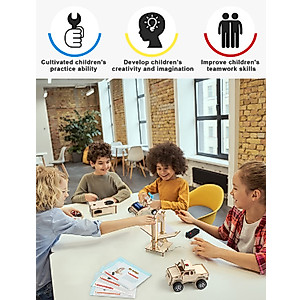 4 Set STEM Kits, Science Experiment STEM Projects for Kids Age 8-12, Model Car Kit, Educational Building Kits,3D Wooden Puzzles, DIY STEM Toys, Birthday Gift for Boys and Girls Ages 8 9 10 11 12