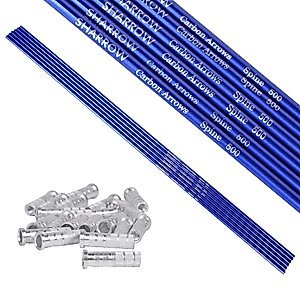 ZSHJGJR Archery 30 Inch Carbon Arrow Shafts 500 Spine ID 6.2mm Carbon Bare Shafts for Compound Bow Recurve Bow 6/12pcs (blue, 24)