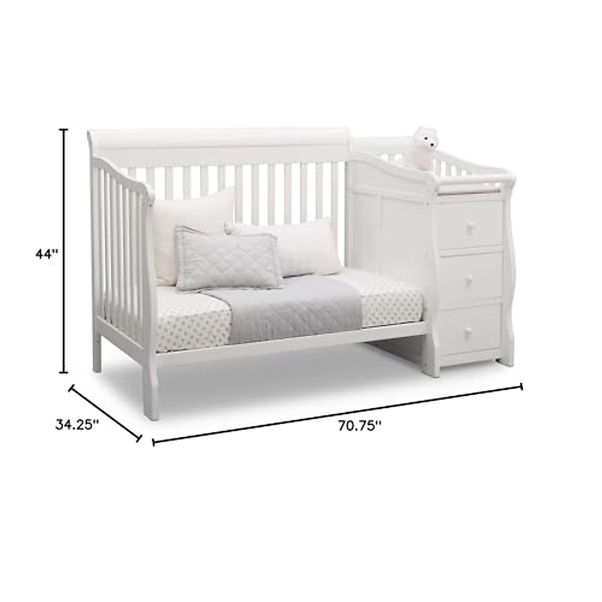 Delta Children Princeton Junction Convertible Crib N Changer, Bianca White