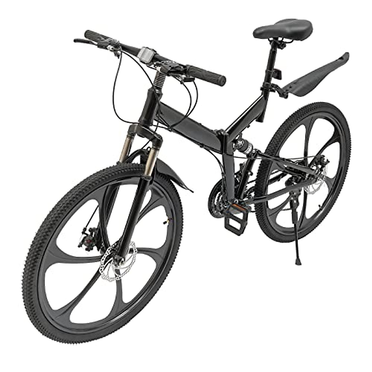 MANULOOT 26" Mountain Bike 21 Speed Folding Bikes for Adults, MTB Disc Brake Carbon Steel Mountain Bike, Height Adjustable Folding City Bicycle, Mountain Bike for Men & Women | US Stock