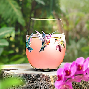 Toasted Tales - Hummingbirds Wine Glasses | Gift for Bird and Outdoor Lovers | | Wine Glass for Women | Forest Birds Hummingbird Gifts (15 oz)