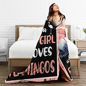 Flamingo Blanket Just A Girl Who Loves Flamingo Throw Blanket Flamingo Stuff Decor Merch Cozy Flannel Soft Warm Plush Lightweight Bedding Animals Gifts for Girls Woman Sofa Bedding Couch 50"X40"