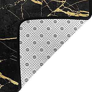 KasaBlaro Black Gold Marble Print Area Rug Carpet Contemporary Rugs Living Room Dining Area Rugs Room Rugs Office Rugs Modern Rug 80" X 58"