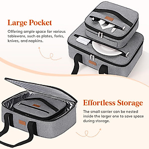 Lifewit Duo Insulated Casserole Carrier for Hot or Cold Food, Lasagna Holder 2 Compartments, Thermal Lunch Tote for Potluck Parties Cookouts, Fits 9"x13" Casserole Dish, Gray