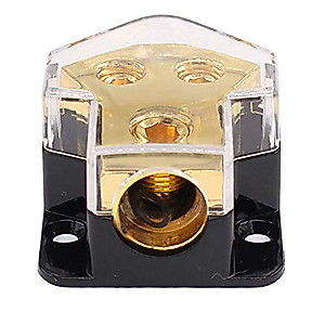 XtremeAmazing 0/2/4 Gauge in 4/8/10 Gauge Out Amp 2 Way Outputs Power Distribution Block Fuse Holder for Car Audio Splitter Pack of 2