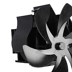 6 Blade Wood Stove Fan Heat Powered Hanging Stove Fan Silent Flue Pipe Fireplace Fan for Wall Mount (Black)