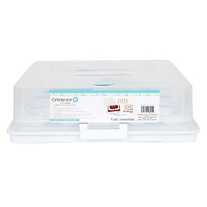 3-in-1 Dessert Carrier by Celebrate It - Transport Cupcakes, Cakes, and Desserts for Parties, Birthdays, and Weddings - 1 Pack