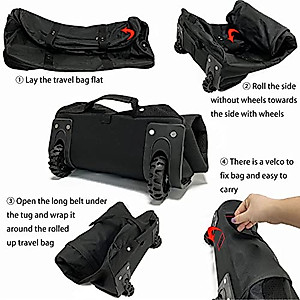 32 inch X-Large Foldable Duffle Bag with Wheels 600D Oxford Collapsible Large Heavy Duty Cargo Duffel Storage Duffel with Rollers for Camping Travel Gear, Black.