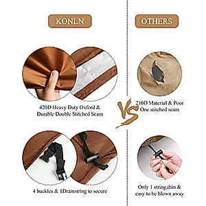RosieLily High Back Patio Chair Covers Waterproof Heavy Duty Stackable Outdoor Bar Stool Cover Brown Patio Furniture Covers Outside Lounge Deep Seat Covers, Lawn Chair Covers, High Back, 1 Pack-Brown