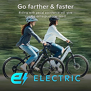 Schwinn Amalgam Adult Electric Bike, 18.5-Inch Hybrid Aluminum Frame, 7 Speed, 27.5-Inch Wheels, Matte Black