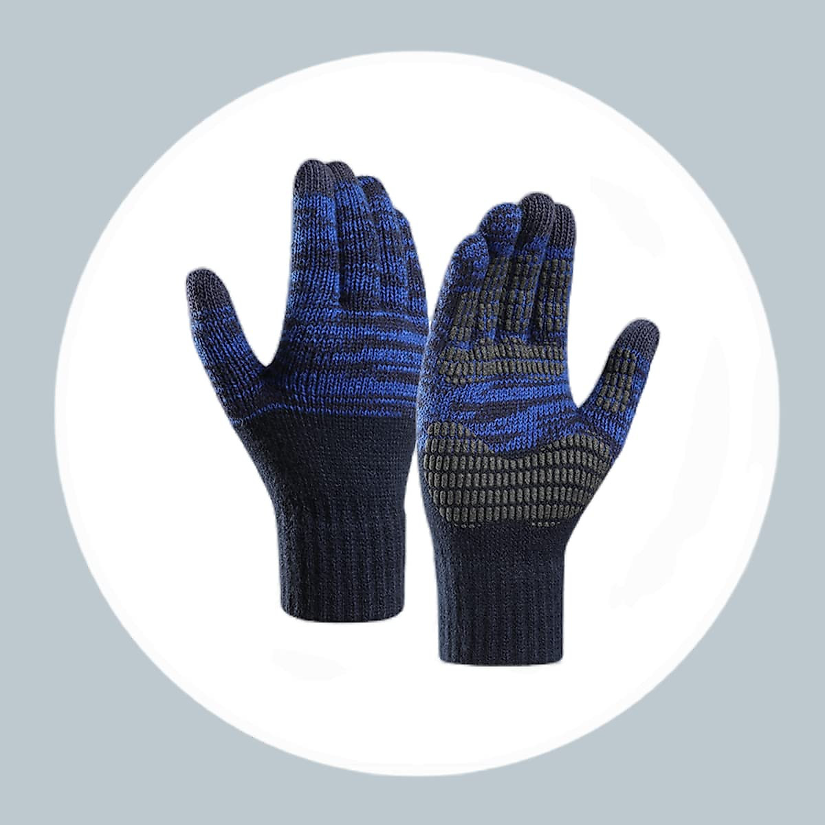 JTJFIT Winter Knit Beanie Hat Scarf and Touchscreen Glove Set Neck Warmer with Knit Fleece Lined for Men and Women (Navy-blue)