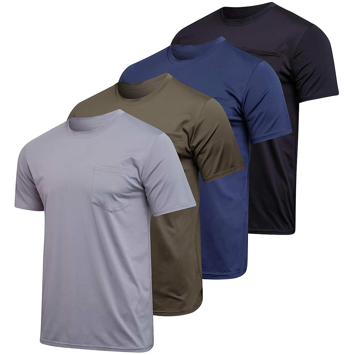 Big and Tall King Size Mens Quick Dry Dri Fit Active Wear Workout Running Training Athletic Performance Short Sleeve Crew Pocket T-Shirt Undershirt Essentials Top Tee ropa Hombre- Set 6, 3XLT