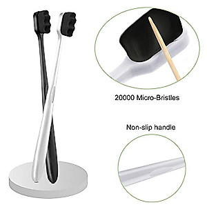 Patelai 8 Pieces Soft Toothbrush Micro Nano Extra Soft Bristles Manual Soft Toothbrush with 20,000 Bristles for Teeth Oral Gum Recession Adults Kids Child (Black, White Handle with Black Bristle)