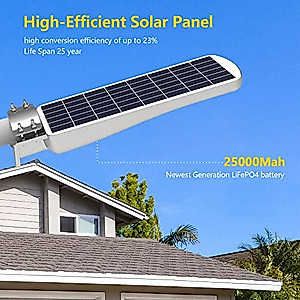 Solar Street Lights Outdoor Waterproof - 80Wh 2500LM Dusk to Dawn Area Lighting, LED Wide Angle Security Lamp with Motion Sensor, Remote Control for Yard, Garden, Parking Lot, Stadium, Barn