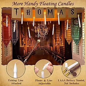 Palmatte 10 Packs Halloween Decorations Floating Candles with Wand Remote 6.1" Battery Operated Flameless Candles LED Warm Lights Christmas Gifts Home Room Decor Halloween Party Decorations Indoor