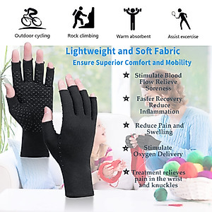 2 Pairs Arthritis Compression Gloves, for Arthritis, Rheumatoid, Osteoarthritis, Carpal Tunnel Pain, Compression Gloves for Arthritis for Women & Men, Anti-Slip Glue dot Gloves for Work (Black,XL)