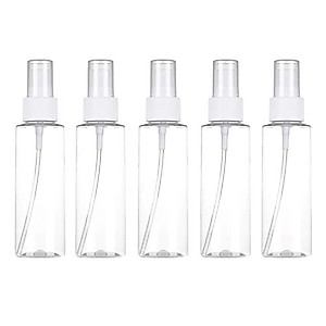FALOME 5pcs Clear Empty Spray Bottles Refillable Cosmetic Containers for Cleaning Products for Travel