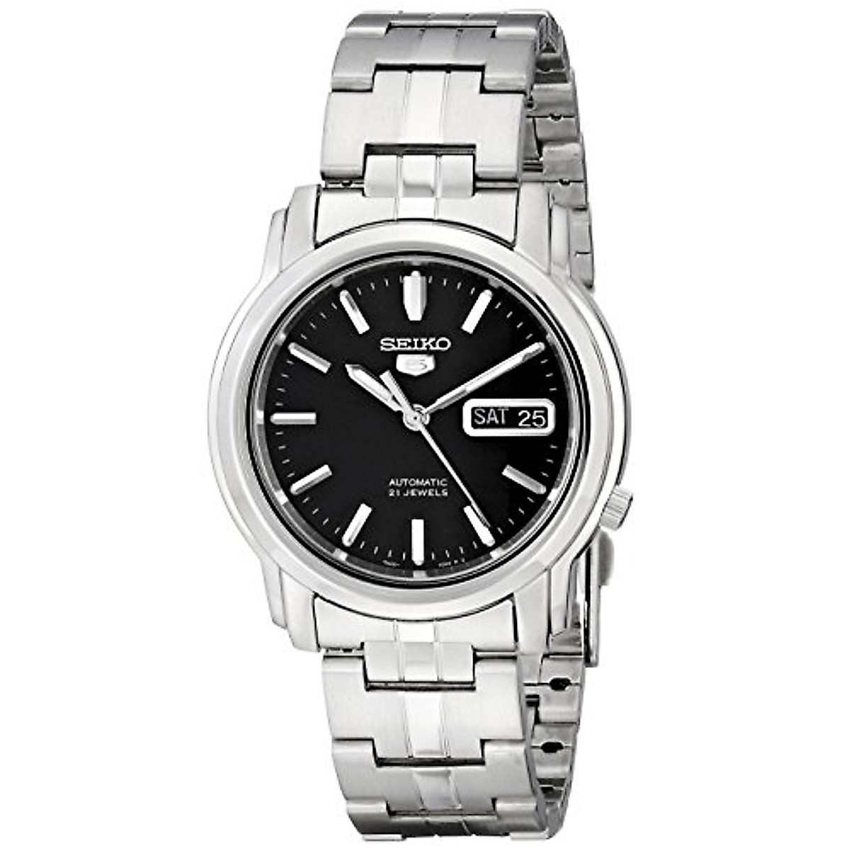 Seiko Men's SNKK71 Seiko 5 Automatic Stainless Steel Watch with Black Dial
