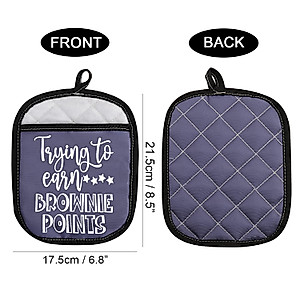 Oven Pads Pot Holder with Pocket for Teacher Trying to Earn Brownie Points Teacher Gift (Brownie Points)