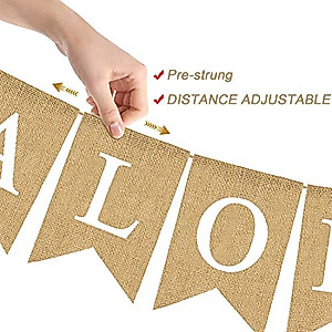 Jute Burlap Aloha Baby Banner with Pineapple Summer Baby Shower Nursery Decoration