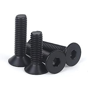 Tapping Screws,Screw Bolt,Black 304 Stainless Steel Countersunk Head Socket Head Cap Screws, M2M2.5M3M4M5M6 Flat Head Hex Socket Head Cap Screws, Small Screws,M4*6(50pcs) (Color : M5*12(20pcs))