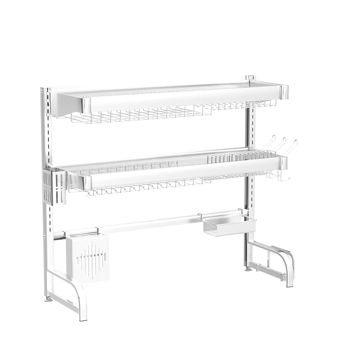 Over Sink Dish Drainer Drying Rack,MAJALiS 3-Tier 304 Stainless Steel Large Dish Racks for Kitchen Counter,Above Sink Organizer,(Sliver, 25.5"-35.5")