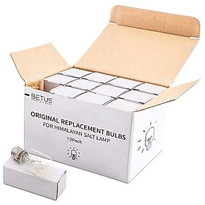 Betus Original Replacement Long Lasting 15 Watt Dimmable E12 Socket Warm White Household Salt Lamp Bulb Candle Warmers - Value Pack of 12