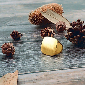 Aprilery Gold and Silver Rings for Women, Chunky Signet Statement Rings Gold Plated Band Ring Wide Metal Square Rings Cocktail Costume Jewelry for Her