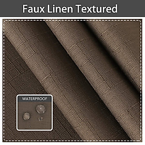 LORDTEX Linen Look Indoor/Outdoor Curtains, 105 x 120 Inch, Chocolate, Set of 2 Panels Waterproof, Privacy, Sun Blocking Textured Grommet Curtains for Patio, Pergola, Porch, Deck, Lanai, Cabana