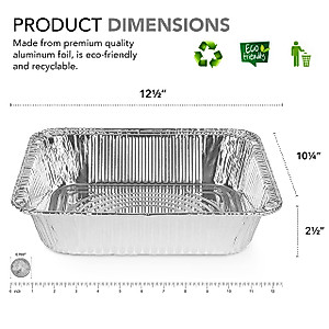 Aluminum Pans 9x13 Disposable Foil Pans (30 Pack) - Half Size Steam Table Deep Pans - Tin Foil Pans Great for Cooking, Heating, Storing, Prepping Food